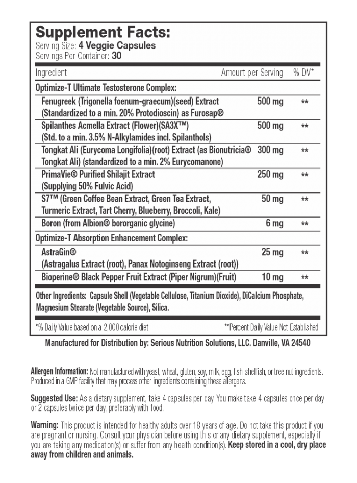 Fadogia XT/Optimize-T Stack | Serious Nutrition Solutions