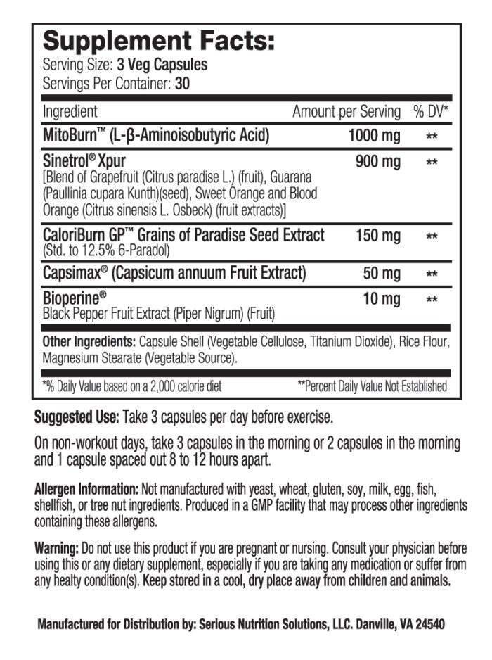 Lean Edge/Thermo Scorch/TTA-500/Reduce XT | Serious Nutrition Solutions